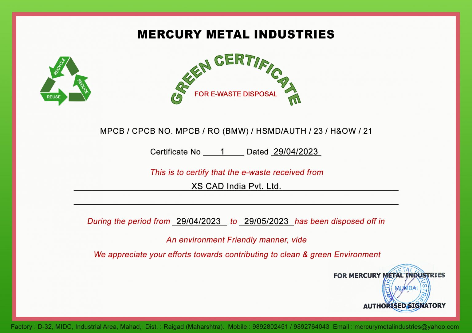 XS CAD (currently Axium Global) Celebrates Earth Week & Receives Green ...